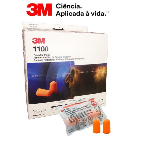 Caixa 200 Protetor Auditivo Plug Espuma Auricular 1100 3m | Shopee Brasil