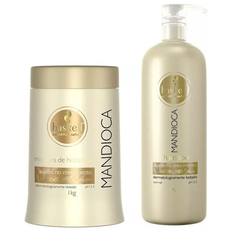 Kit Haskell Mandioca com Shampoo 1 Litro e Máscara 1kg | Shopee Brasil