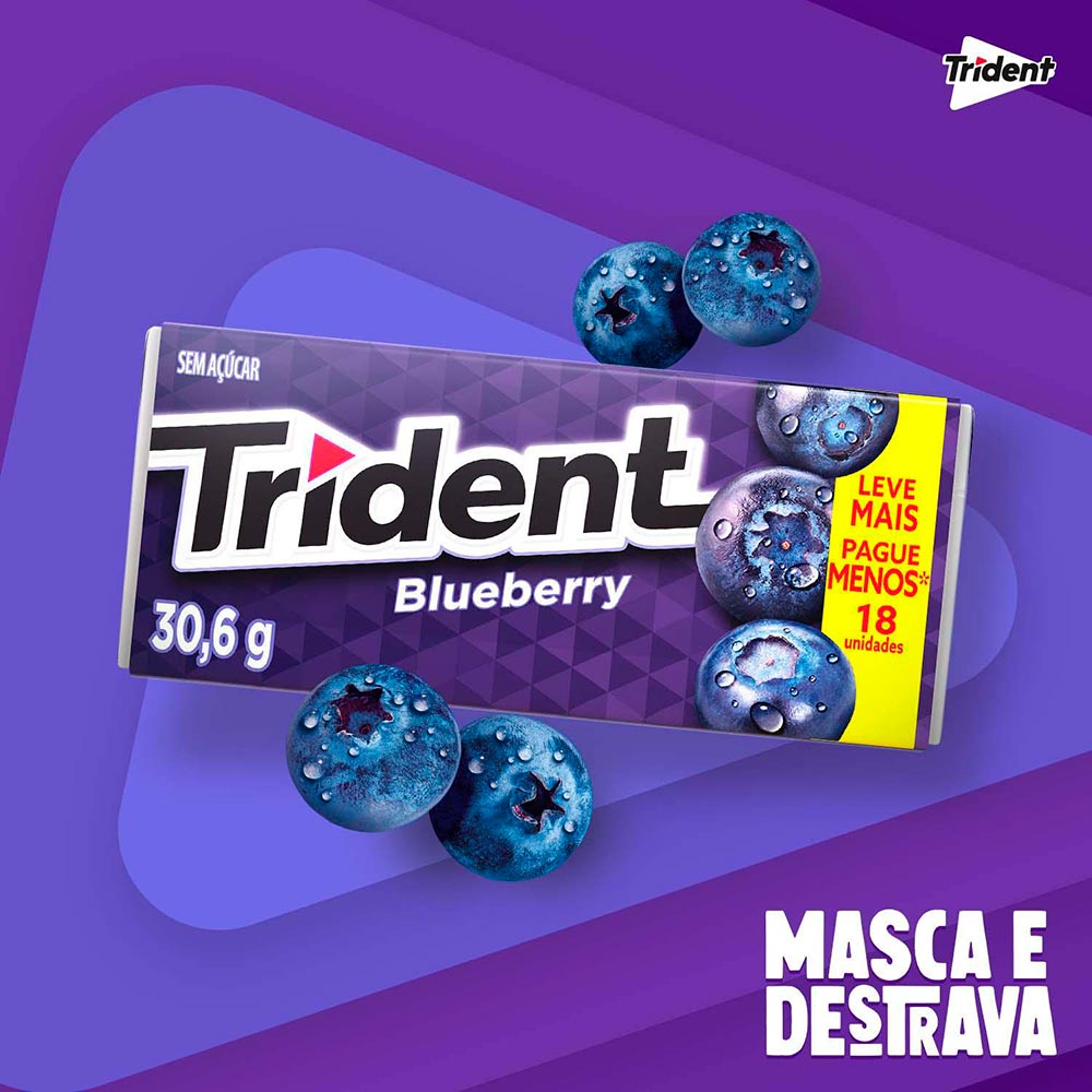 Goma De Mascar Chiclete Trident Blueberry Caixa 30,6g | Shopee Brasil