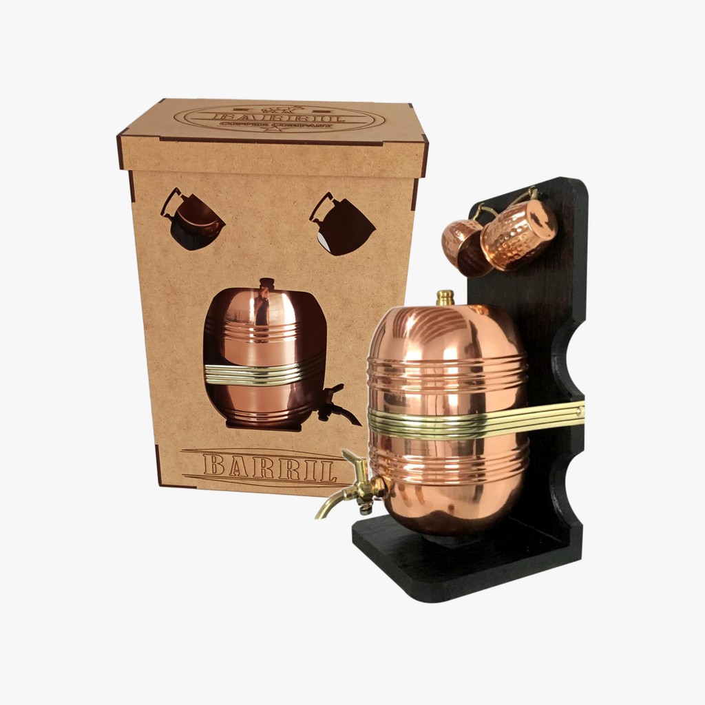 Barril Carote Em Cobre Puro 2 Litros Vertical C/ Caixa Presente ...