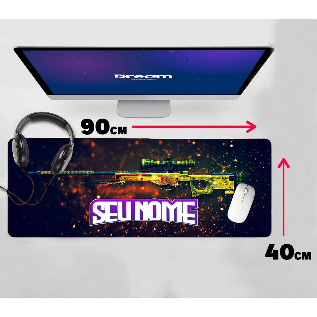 Mouse Pad Gamer Personalizado Extra Grande 90x40 Personalizado borda ...