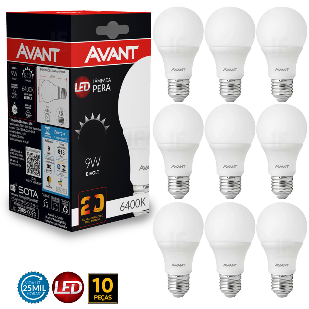 Kit 10 Lampada Led 9w Bulbo Soquete E27 Bivolt Casa Comercio | Shopee Brasil