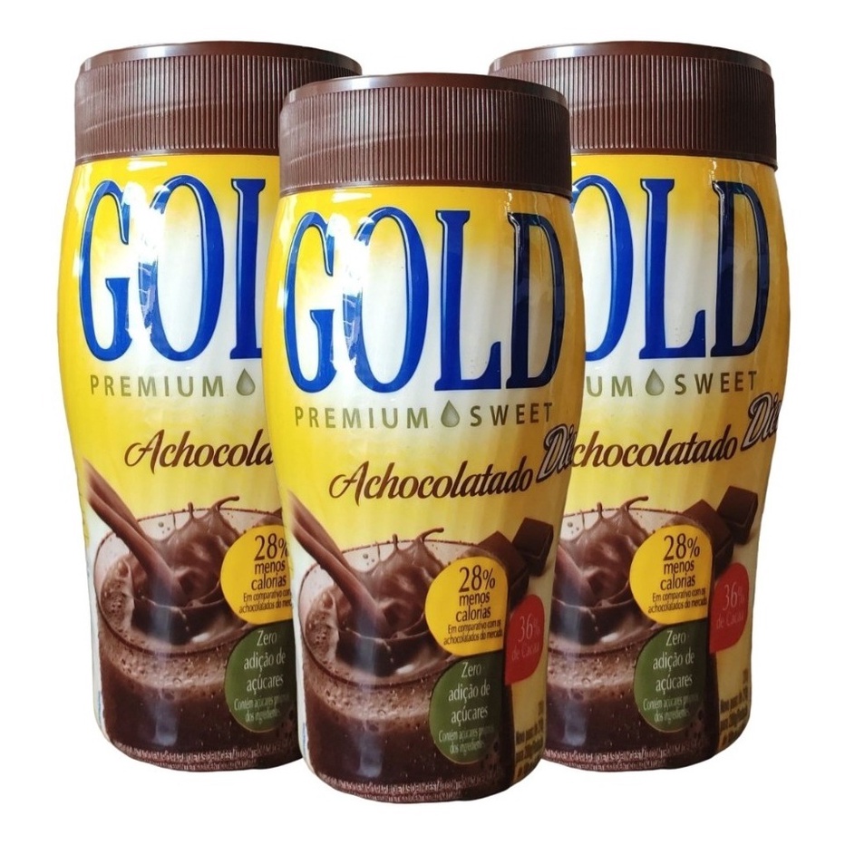 Achocolatado Diet Gold Em Po Premium 200g - Kit com 03 potes | Shopee ...