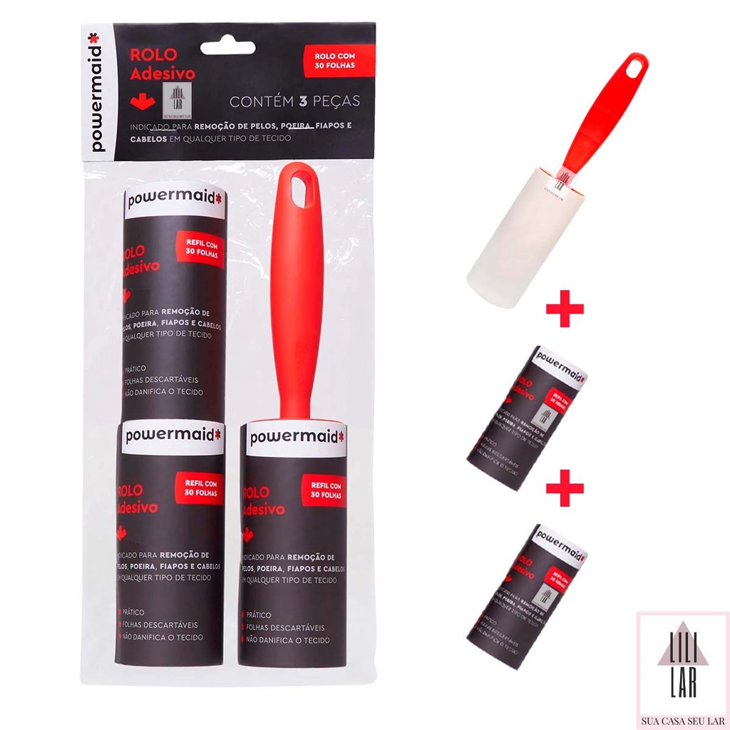 Rolo Adesivo Tira Pelo Roupa 30 Folhas Rolinho com 2 Refil | Shopee Brasil