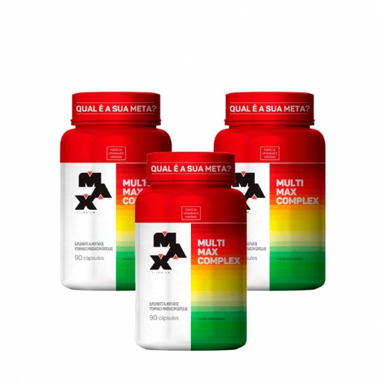 Kit Complexo de Vitaminas e Minerais - Multimax Complex (90 caps) - 3 unidades - Max Titanium ...
