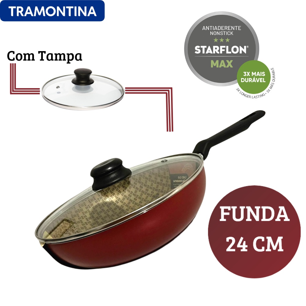 Frigideira Funda Antiaderente Tramontina 24Cm | Shopee Brasil