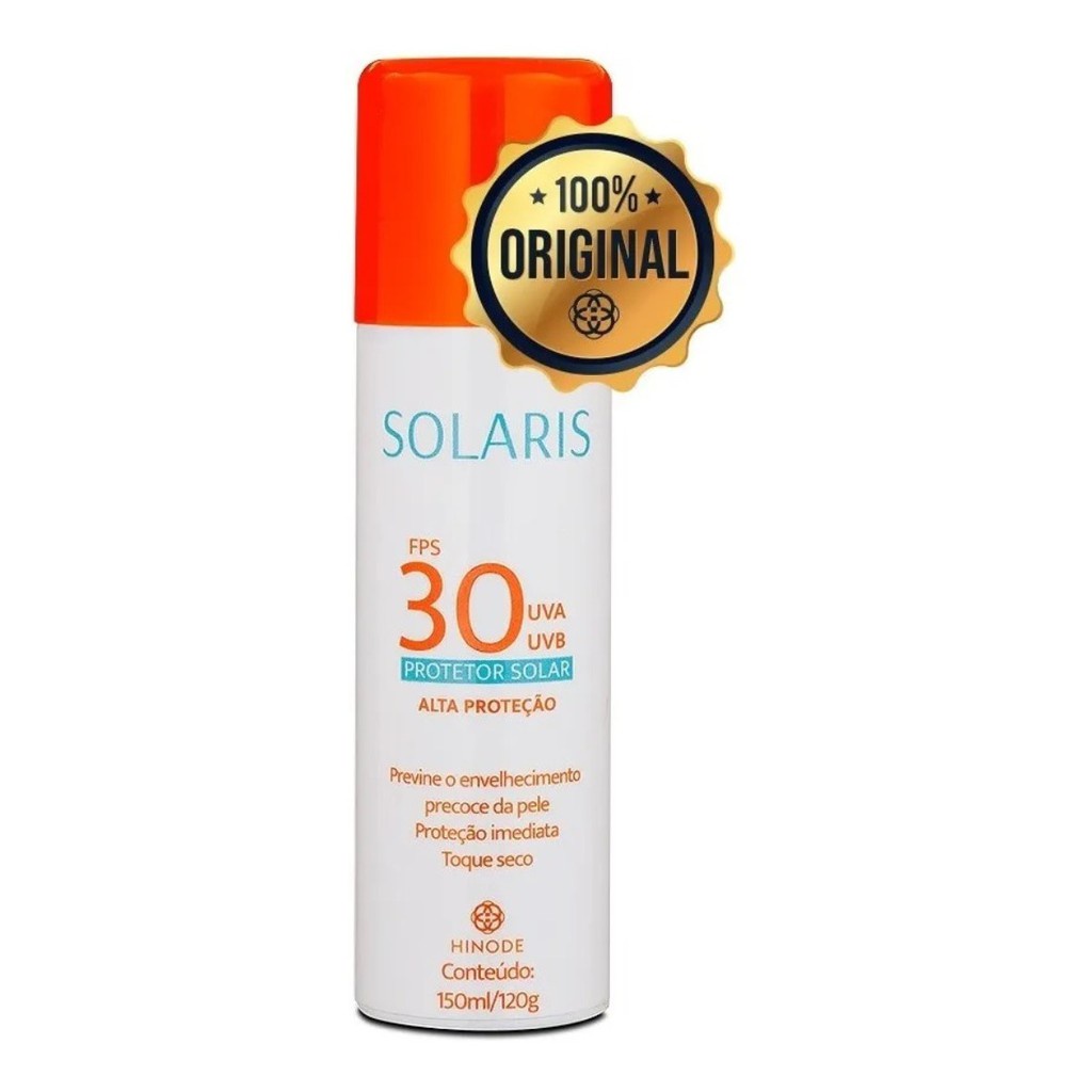 Protetor Solar em Spray FPS 30 UVA e UVB Solaris 150ml | Shopee Brasil