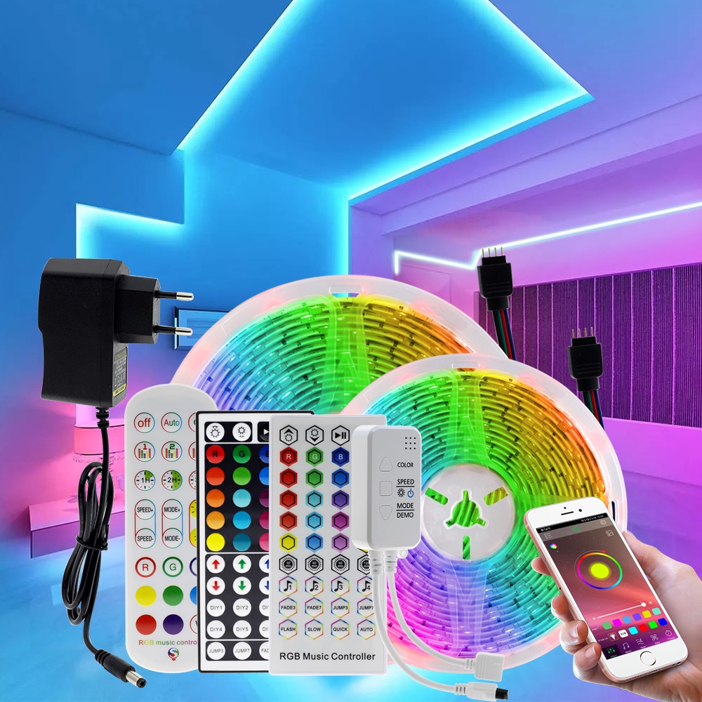 5m 10m 15m 30m Fita Led 5050 RGB Changeable LED Strip Light DC12V Led ...