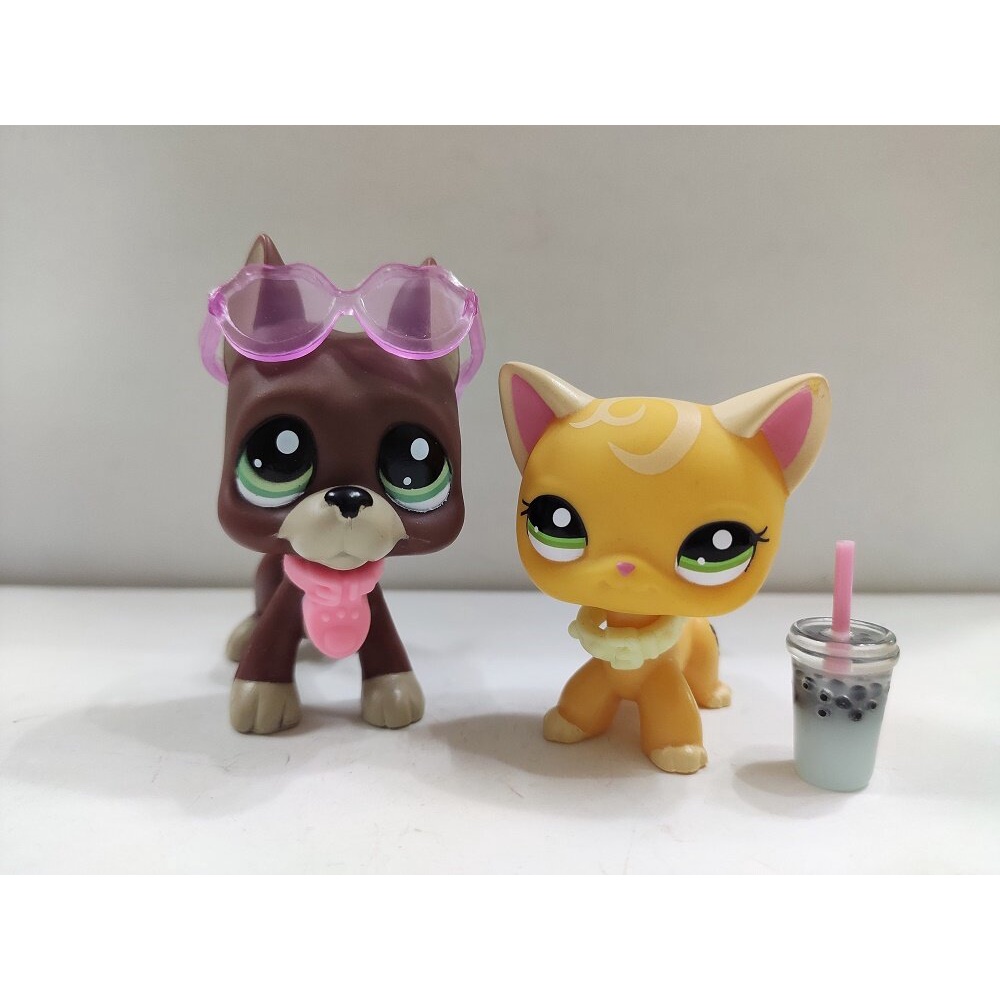 2 Pçs/Lote LPS Action Figure Pet Shop Cat Dog # 1519 Brinquedo Infantil ...