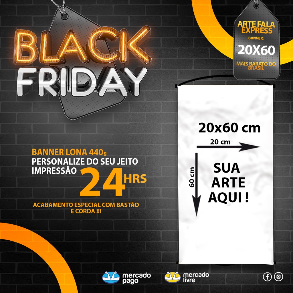 Banner 20x60 Cm Em Lona 440g-com Acabamento Bastão E Corda | Shopee Brasil