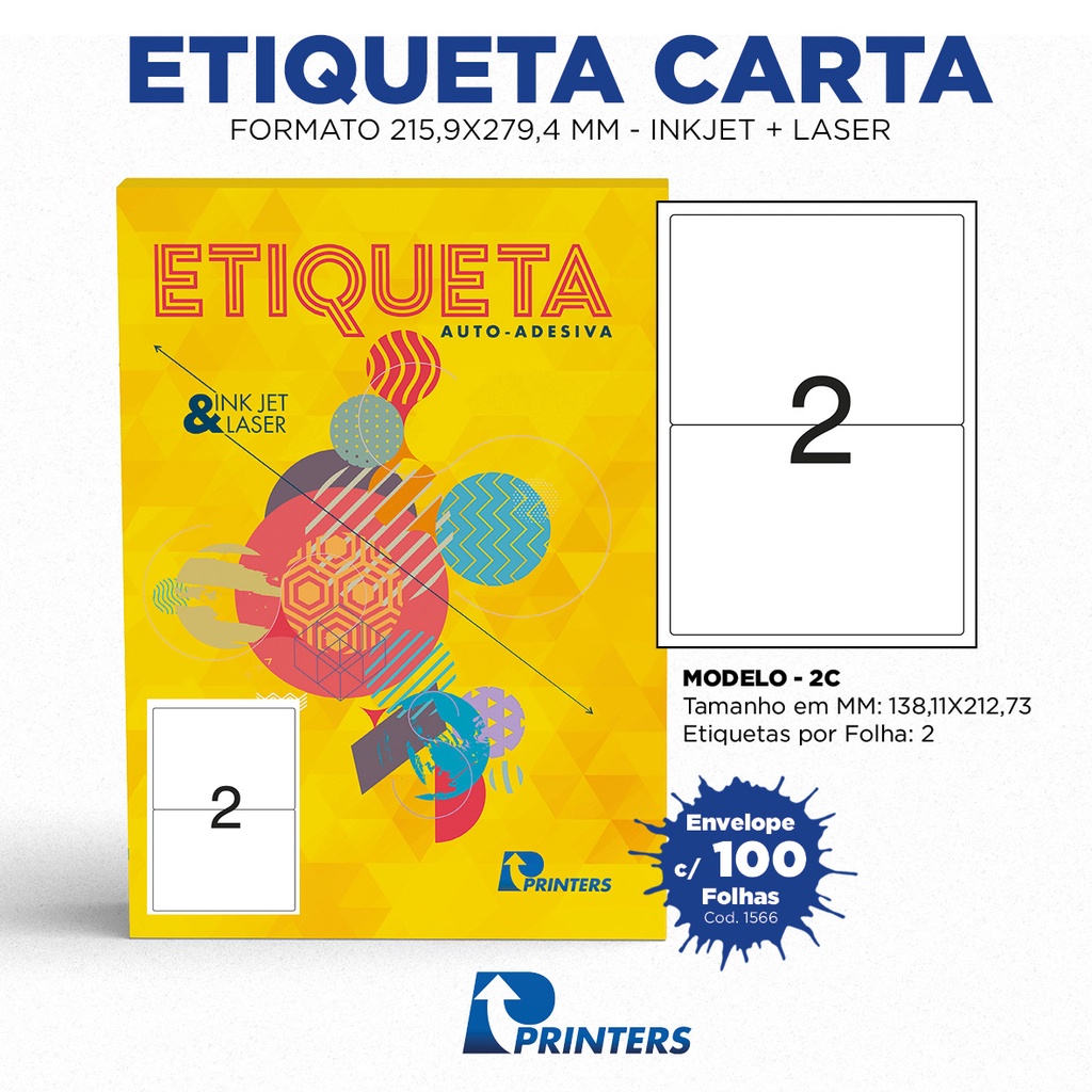 100 Folhas de Etiqueta Tamanho CARTA Inkjet/laser 138,11 mm X 212,73 mm ...