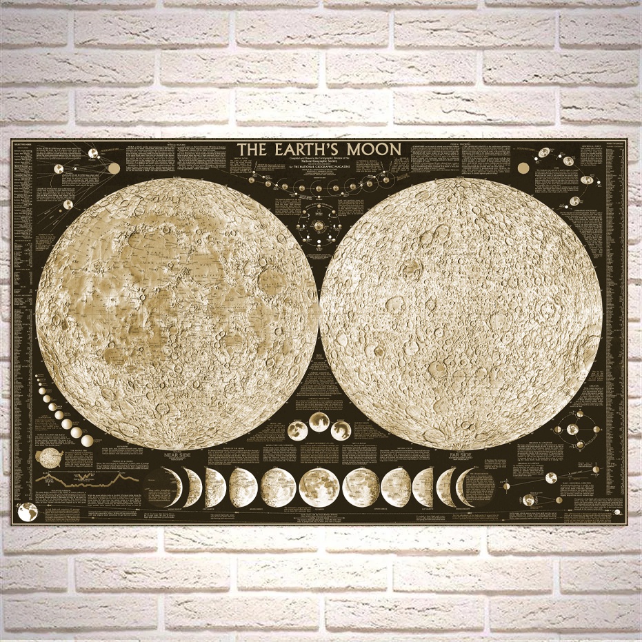 Poster Cartaz Mapa Do Mundo Da Lua Terra A3 42x30cm | Shopee Brasil
