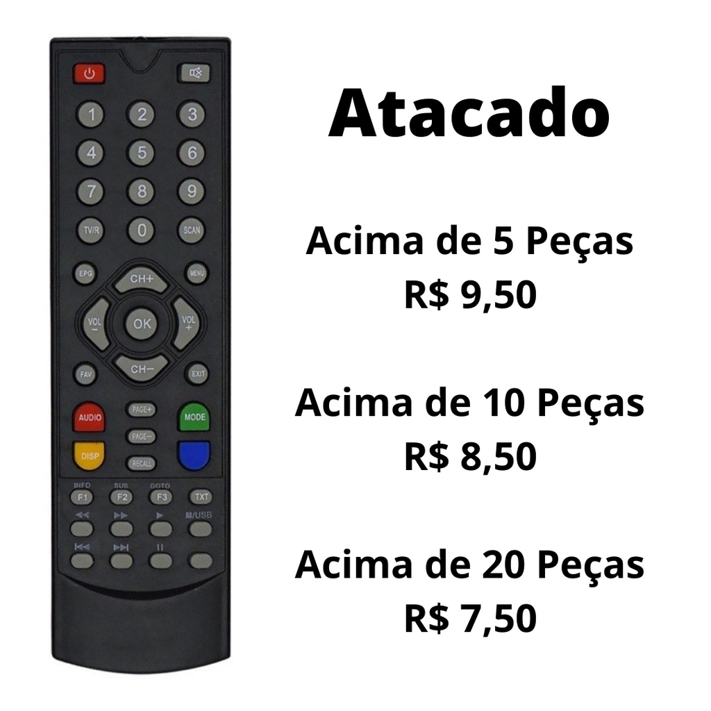 Controle Remoto para Receptor Globalsat GS-111 / GS-111 Plus / GS-120 ...