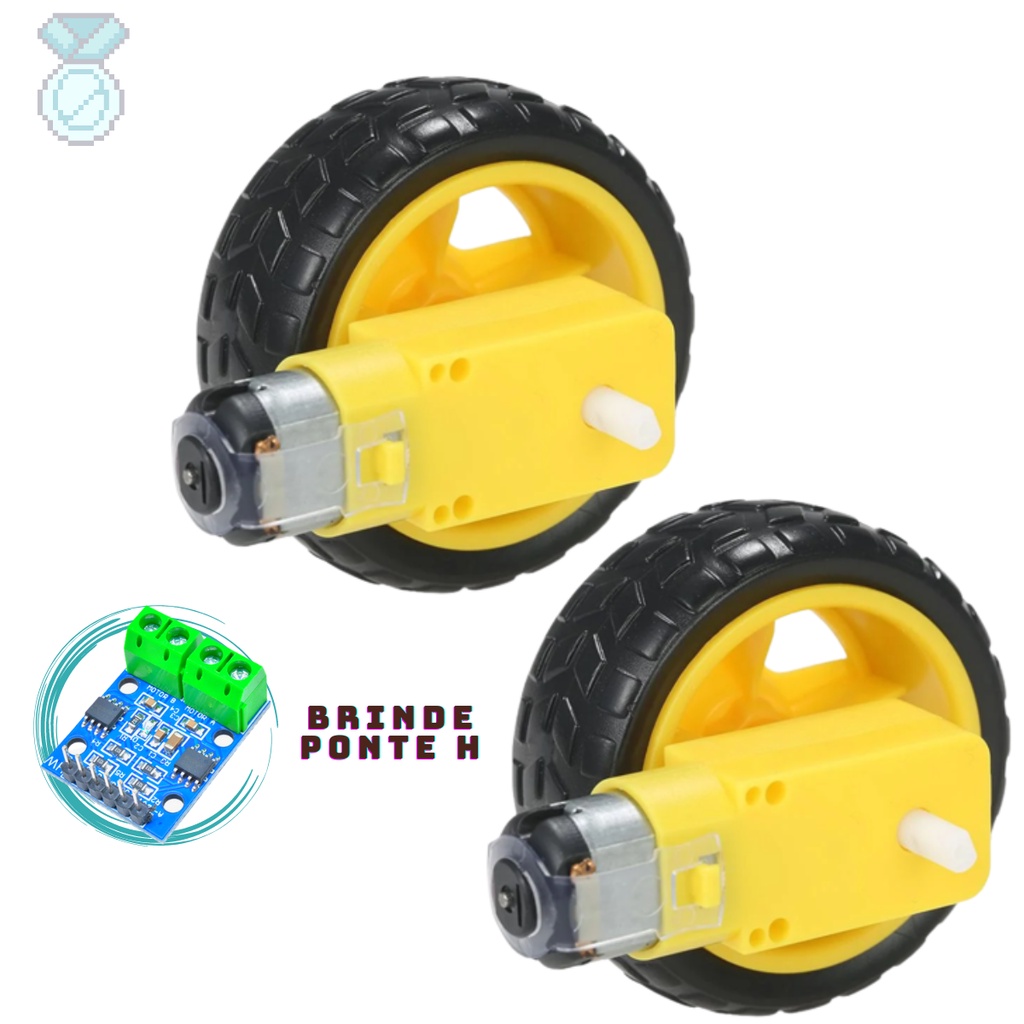 Kit 2x Motor DC com Roda para Robotica Arduino Esp 32 | Shopee Brasil