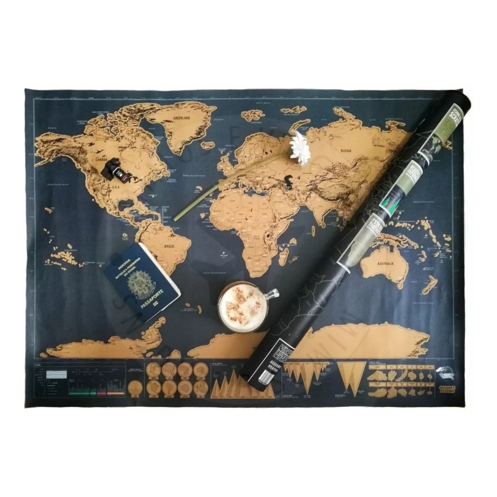 Mapa Do Mundo Mundi Raspadinha Mapa De Raspar 83x60cm | Shopee Brasil