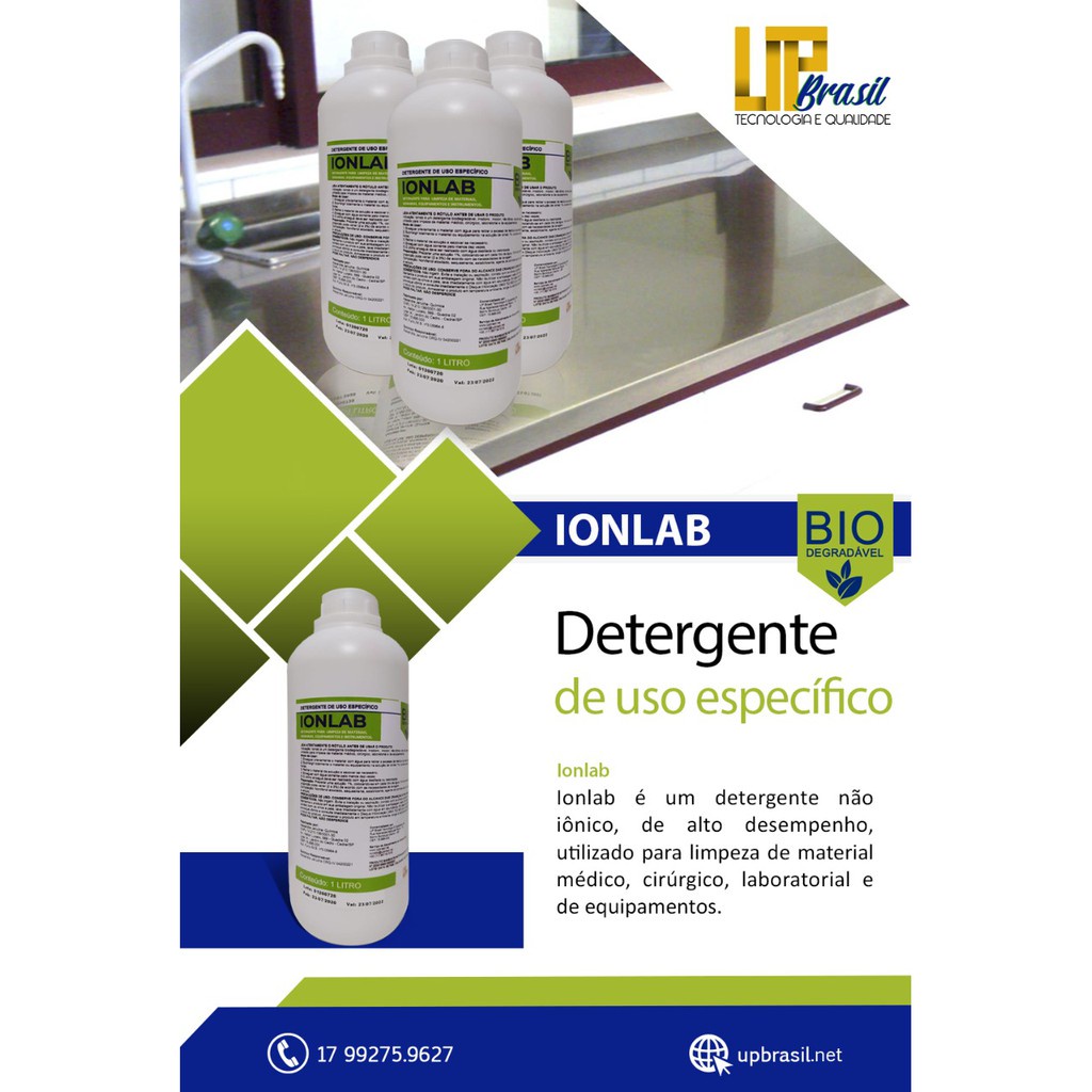 Detergente Neutro Biodegradável Ionlab Nionlab Desengraxante Laboratório PH Não iônico Vidraria ...
