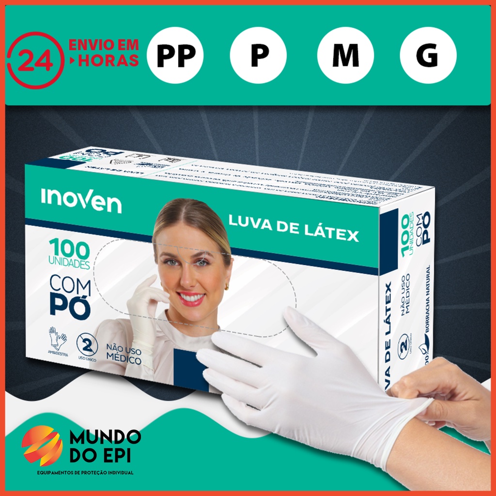 Luva Latex Procedimento Descartavel Inoven PP - P - M - G - Caixa C/100 ...