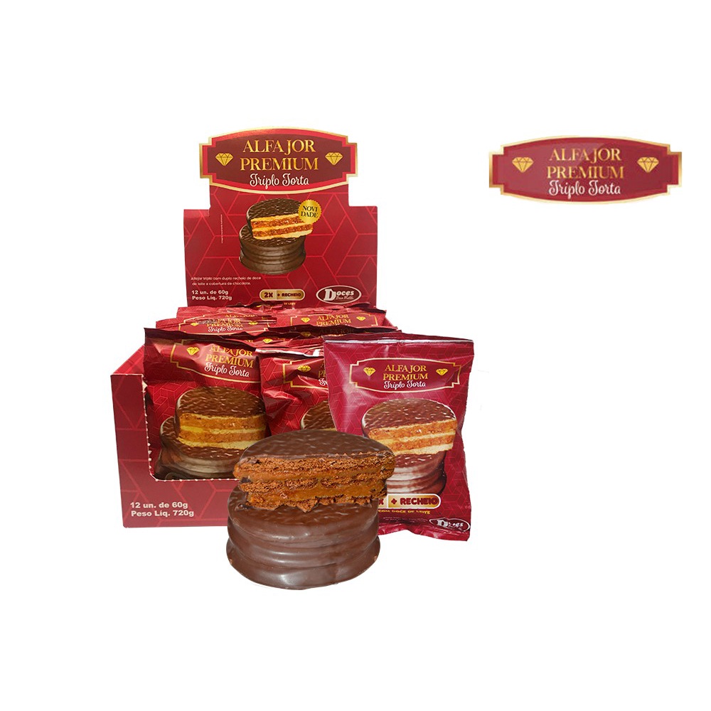 Alfajor Premium Chocolate ao Leite Caixa 12 Unidades | Shopee Brasil