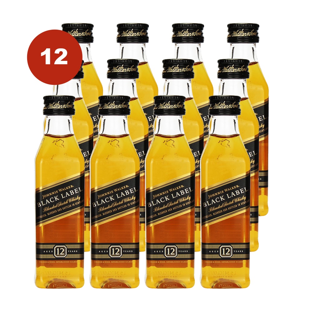 Pack 12 Un Mini Whisky Johnnie Walker Black Label 50ml | Shopee Brasil