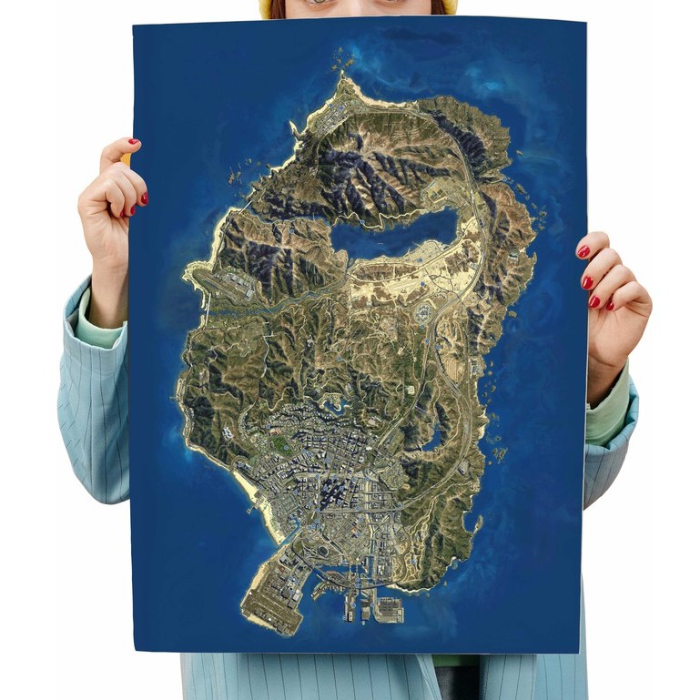 Mapa GTA 5 Poster Adesivo A3 (29,7x42cm), GTA V, Grand Theft Auto GAME ...