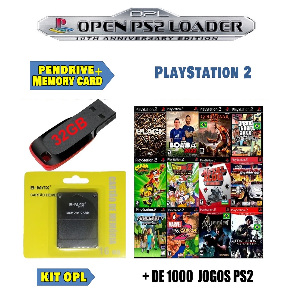 Memory Card + Opl Atualizado + Ulaunchel + Pendriver 32gb - Escorrega o ...