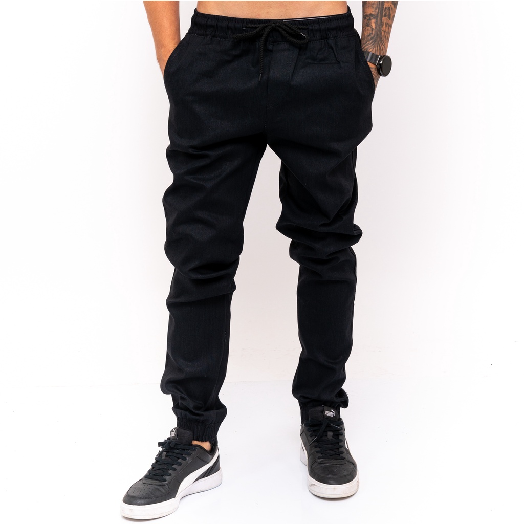 Calças Jogger Jeans Skinny Masculina Com Punho Elastico Escorrega O Preço