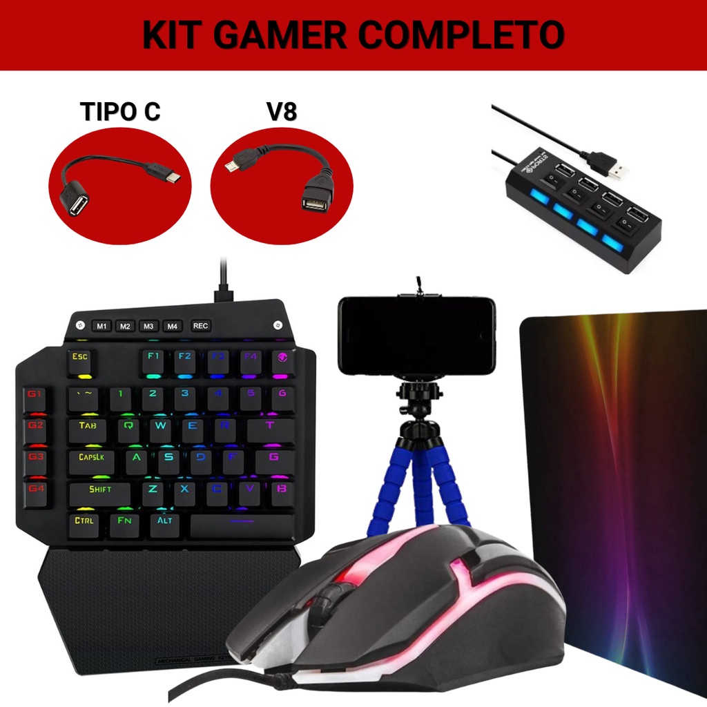 Kit Gamer Teclado + Mouse / Kit Mobilador Celular / Completo - Oferta ...