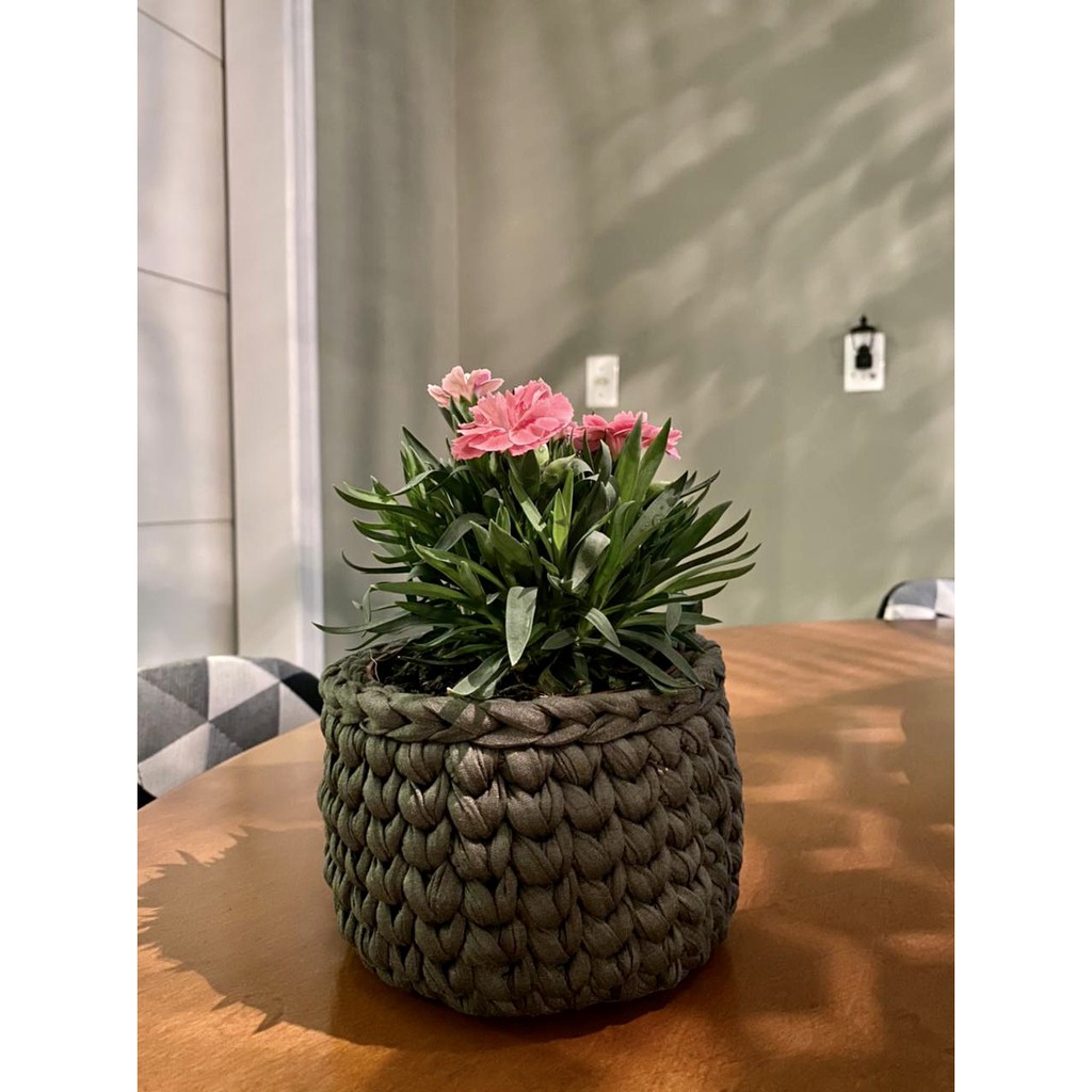 Cachepô para plantas e mais, fio de malha feito à mão | Shopee Brasil