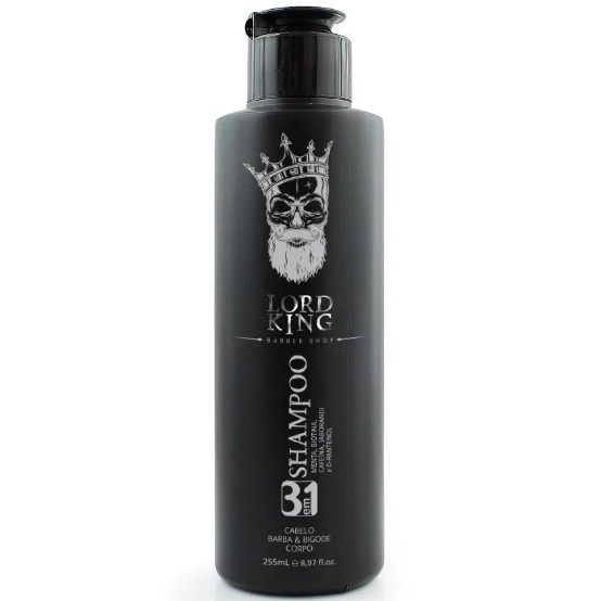 Shampoo 3 em 1 Lord King Barber Shop Cabelo, Barba e Corpo 255ml ...
