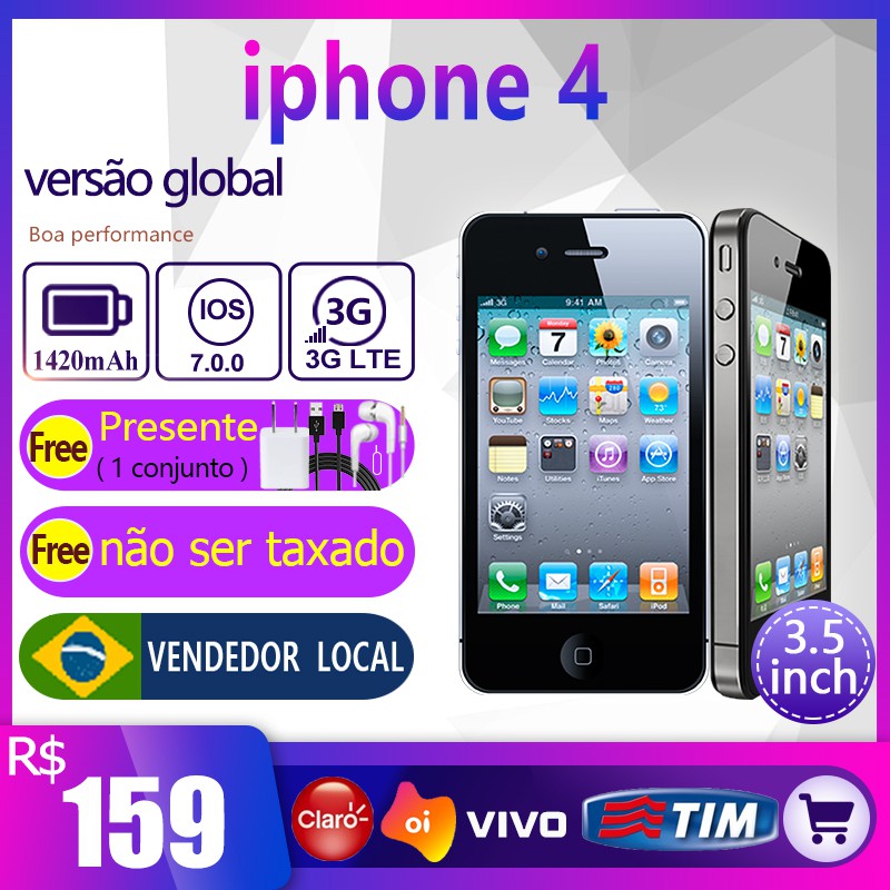 Iphone Da Apple 4 8G / 16G / 32G Perfeita Em Segunda Falso 100% Original 95% Novo - Escorrega o ...
