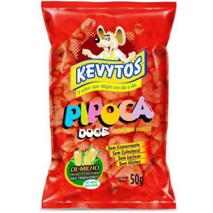 Pipoca Doce 50g c/10 Pacotes Kevytos Ratinho Popcorn Lanche Merenda ...
