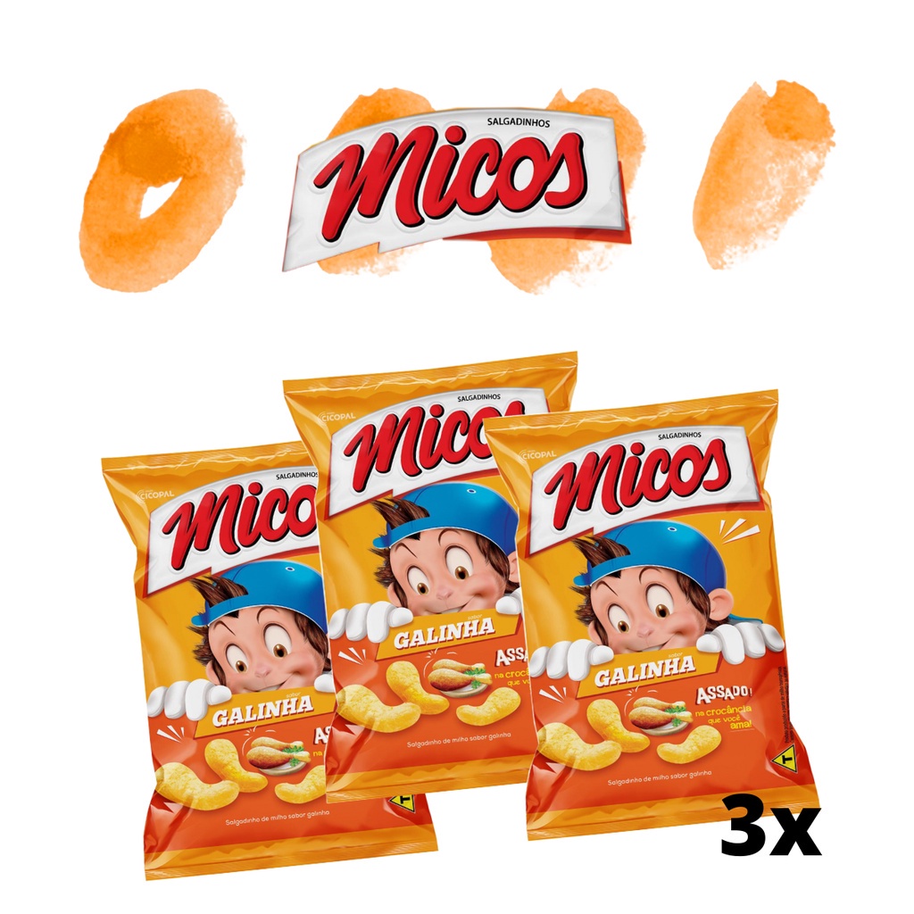 Petiscos Salgadinhos Micos Kit Com 3 Unidades - Sabores Sortidos ...