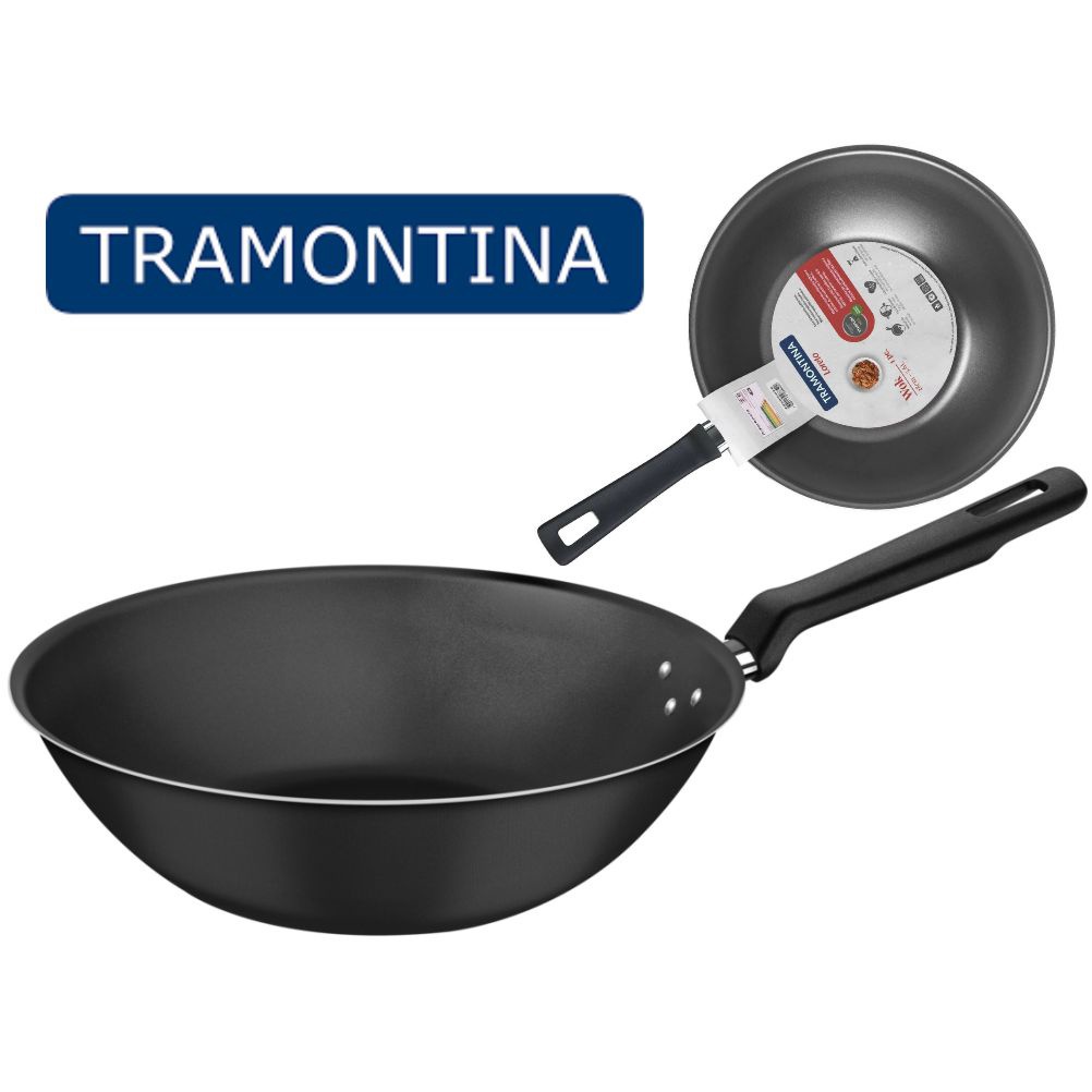 Frigideira Tramontina Antiaderente Wok Loreto Preta 28cm 3,6 Litros | Shopee Brasil