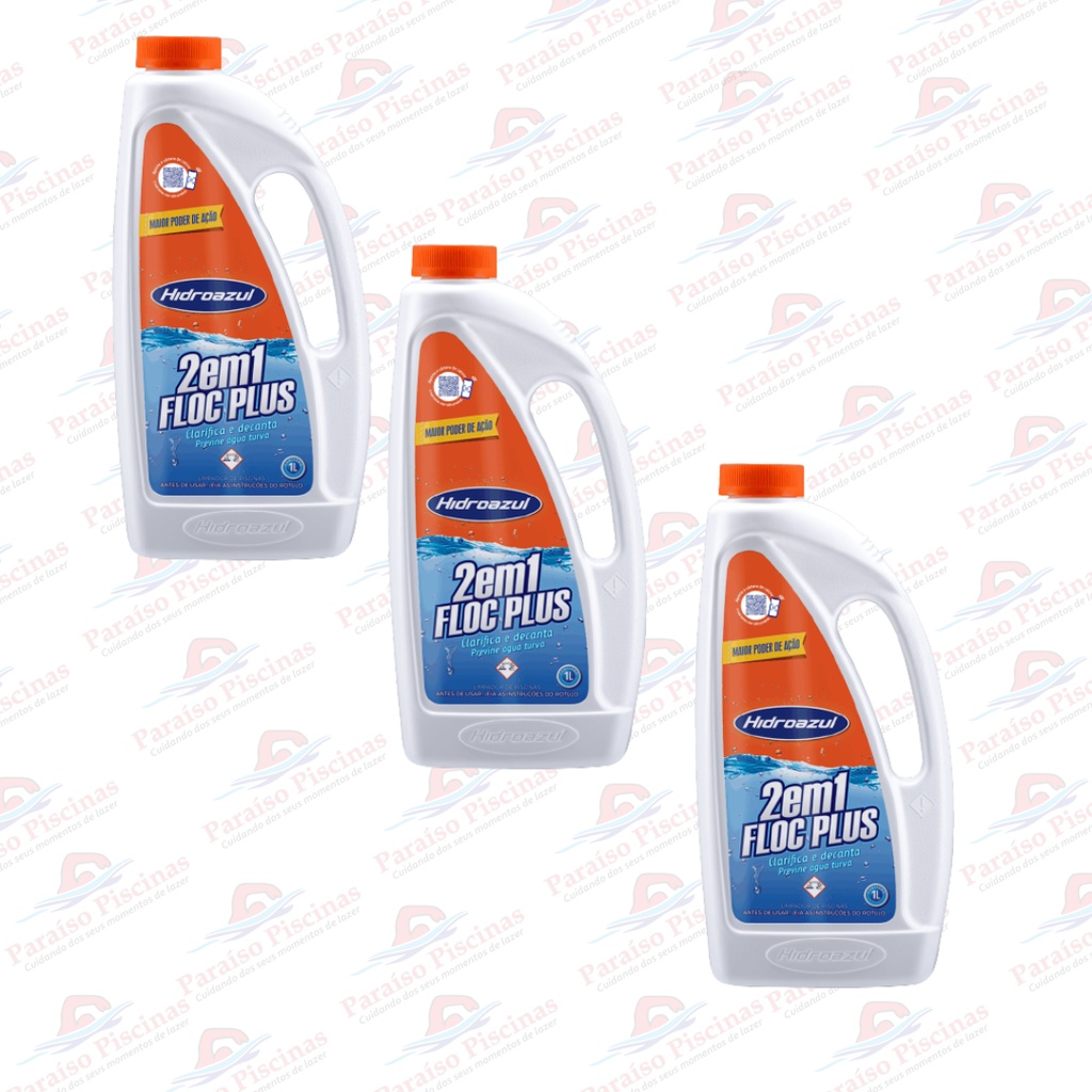 Kit 03 Clarificante E Decantador para piscina 2 Em 1 Floc Plus 1lt ...