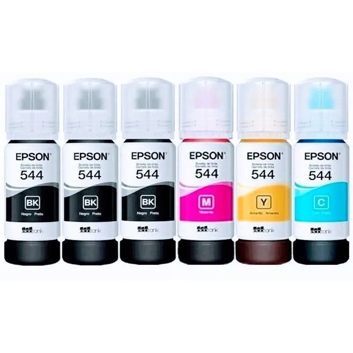 Kit 6 Refil De Tintas Original Epson T544 L3110 L3150 | Shopee Brasil