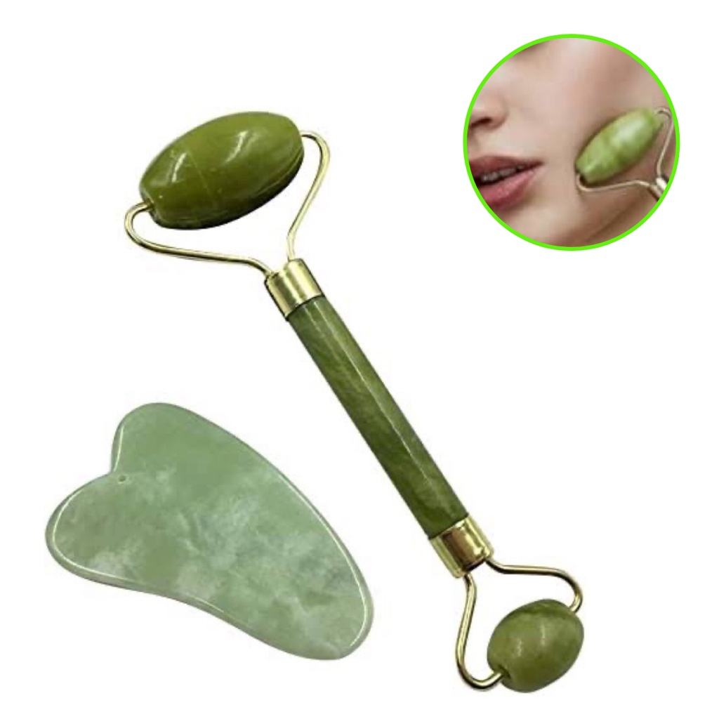 Rolo Massagem Facial Roller Skin Care Pedra Guacha Jade | Shopee Brasil