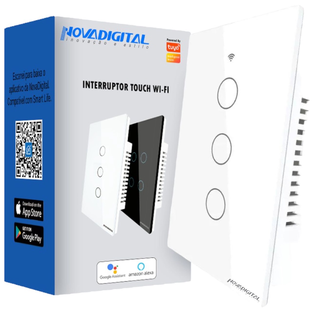 Interruptor Inteligente Nova Digital Touch 3 Teclas Wifi | Shopee Brasil