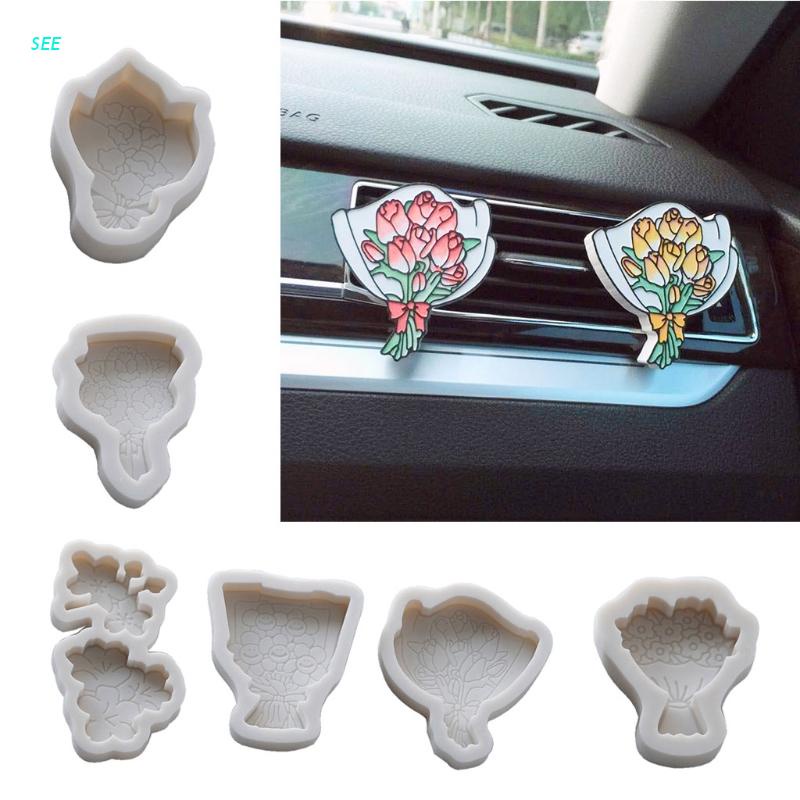 See 6 Pcs Desenho De Linha Artesanal Flor Epóxi Resina Moldes Buquê De ...