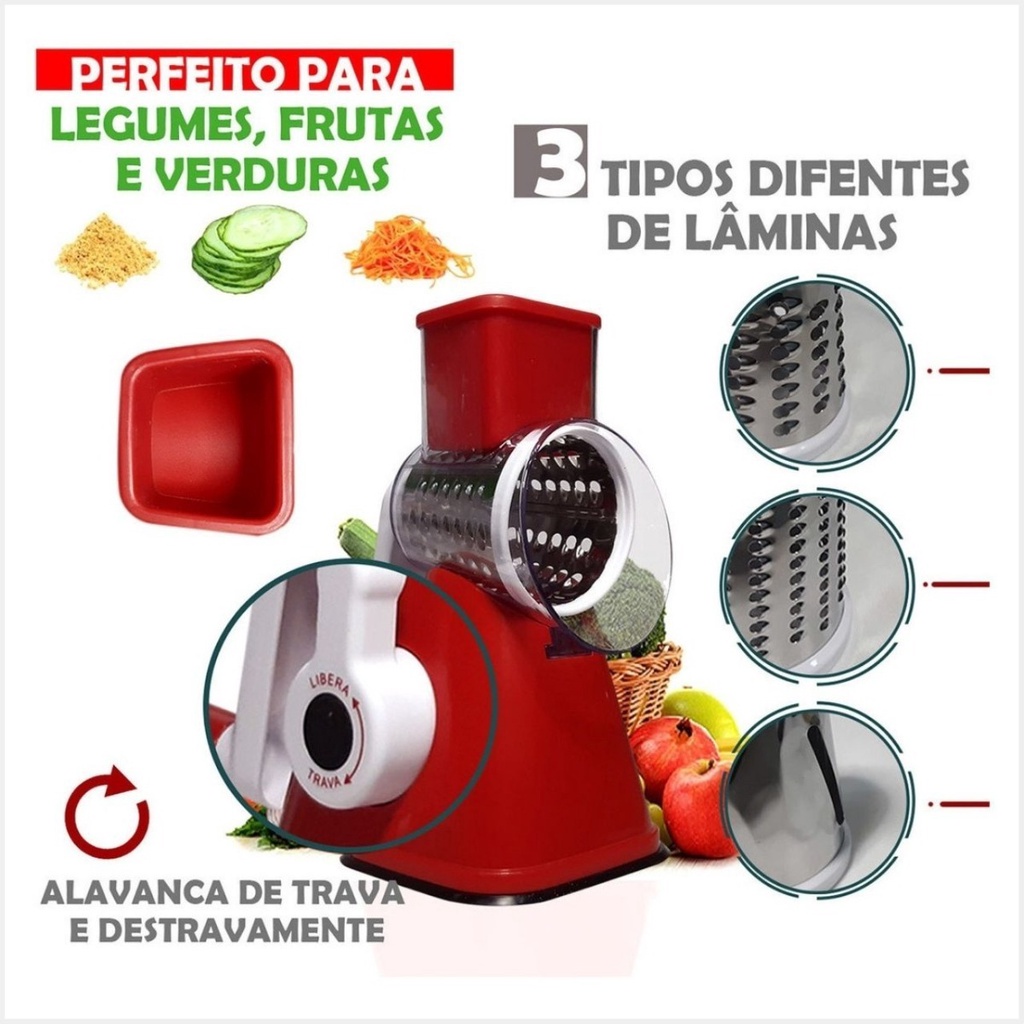 Ralador Fatiador Multiuso 3 Em 1 Verduras Legumes Queijo Top Envio ...