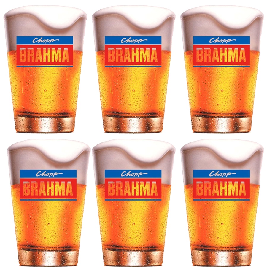 Kit 6 Copo Caldereta Vidro Chopp Cerveja Brahma Bebida 350ML | Shopee Brasil