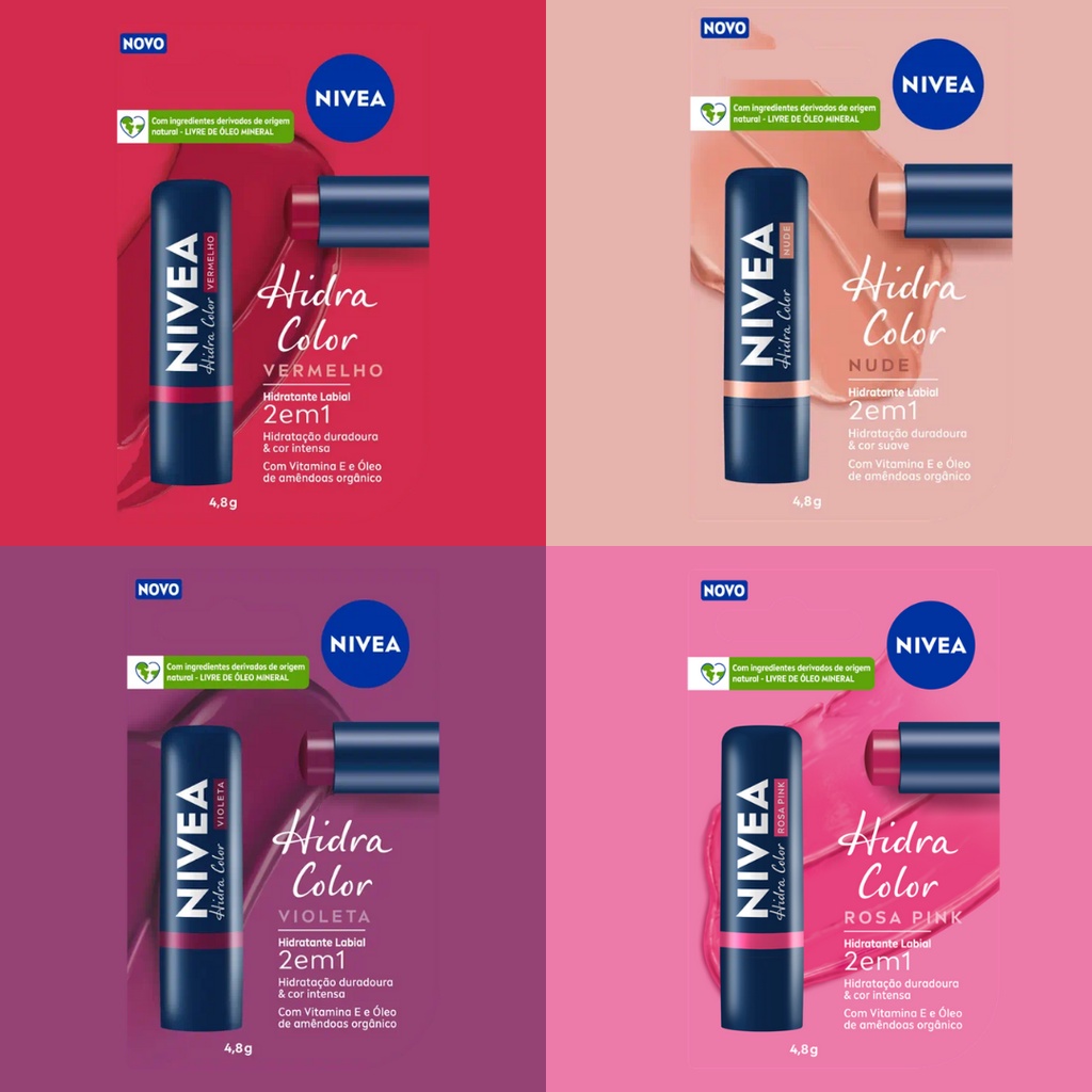 Lançamento Nivea Batom Labial Hidratação e Cor 2 em 1 | Shopee Brasil