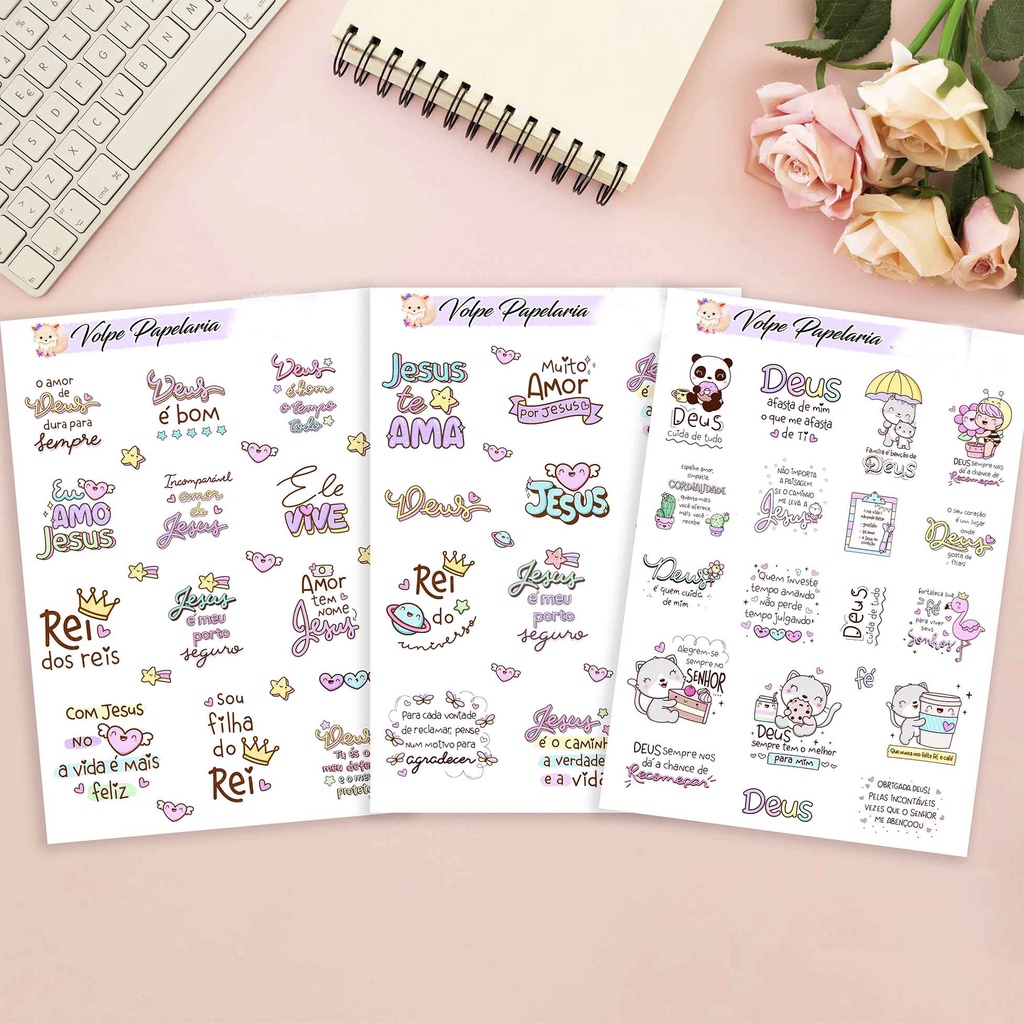 Cartela de adesivos cristãos - devocional- adesivo - Decoração planner ...