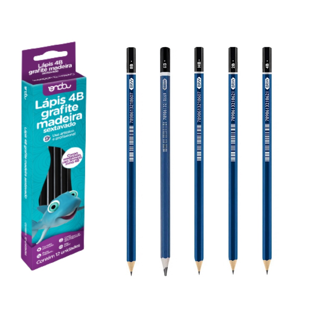 Lapis Tecnico Preto HB/2B/4B/6B/8B Desenho Esboço Sextavado - Escorrega ...