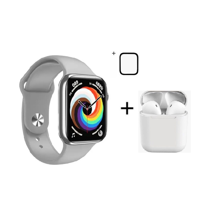 Relogio Inteligente Smart Watch HW19 cinza com 2 pulseiras mais fone ...