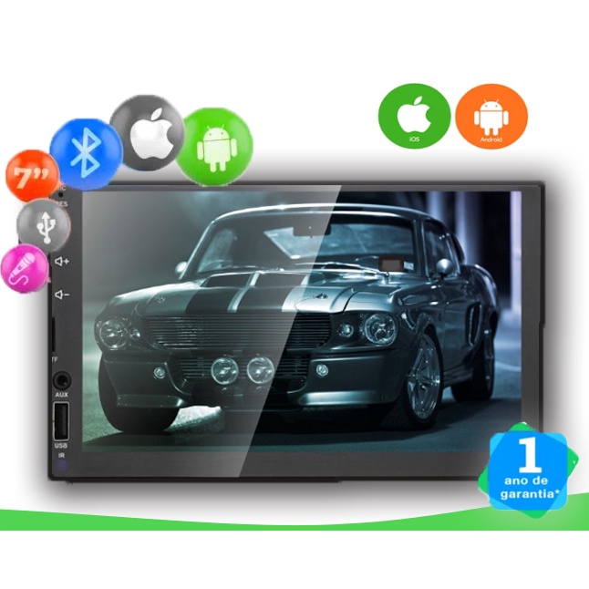 Central Multimidia Mp5/Mp8 Touch Player Espelhamento Android IOS Bluetooth 7 Polegadas | Shopee ...