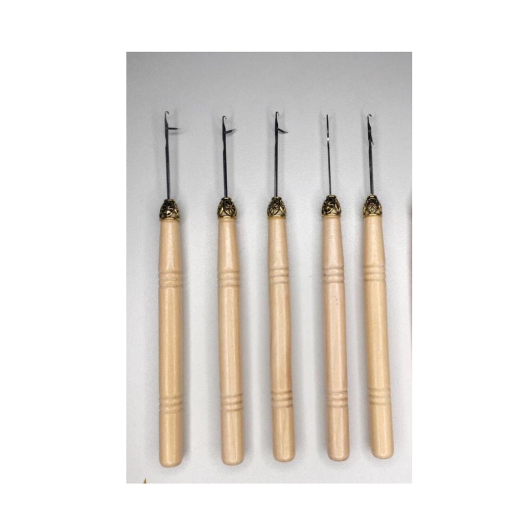 Kit c/5 Agulhas Para Mega Hair Com Cabo de Madeira Fina - Microlink ...