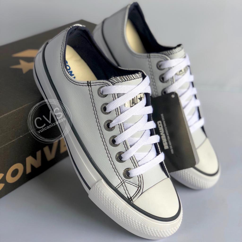 Tenis All Star Retro Skate Cano Baixo Branco Couro Lona Varias Cores ...