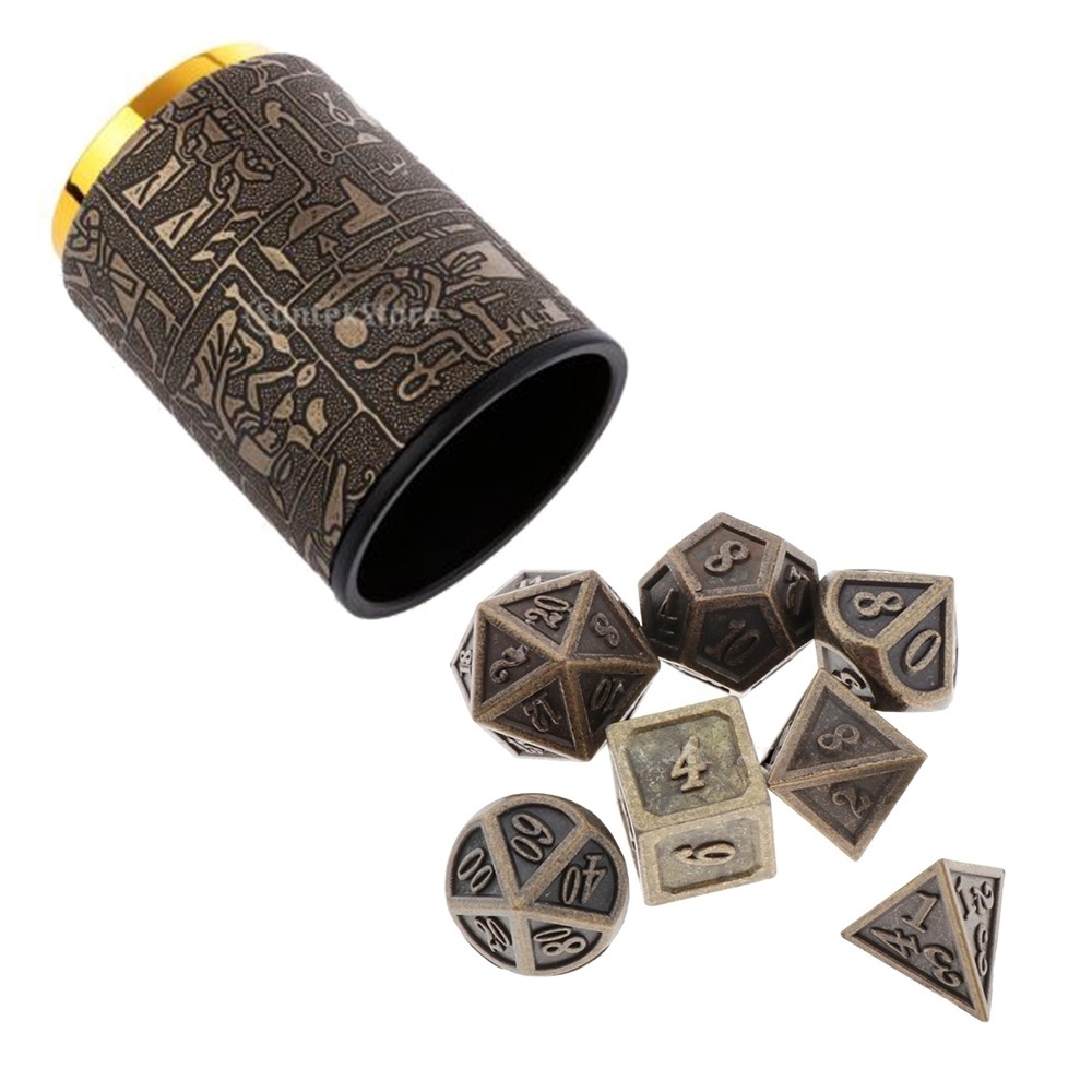 Dado Criativo de RPG com Copo para Dados/Dado de Metal com Gravação DND ...