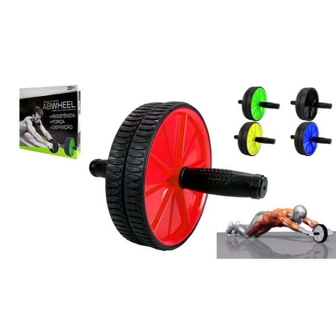 Rolo Roda Dupla De Exercicios Abdominal Lombar Wheel + Apoio | Shopee ...