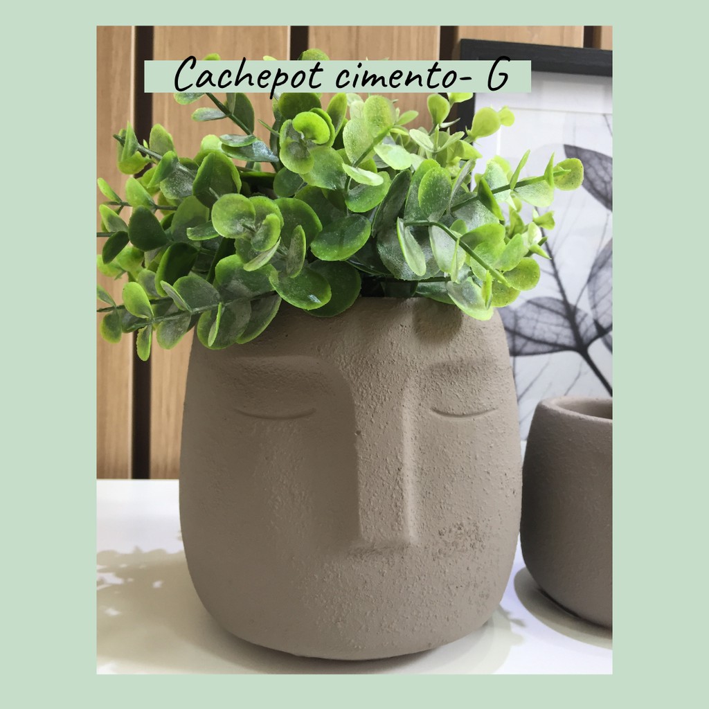 VASO / Cachepot rosto em cimento - G | Shopee Brasil